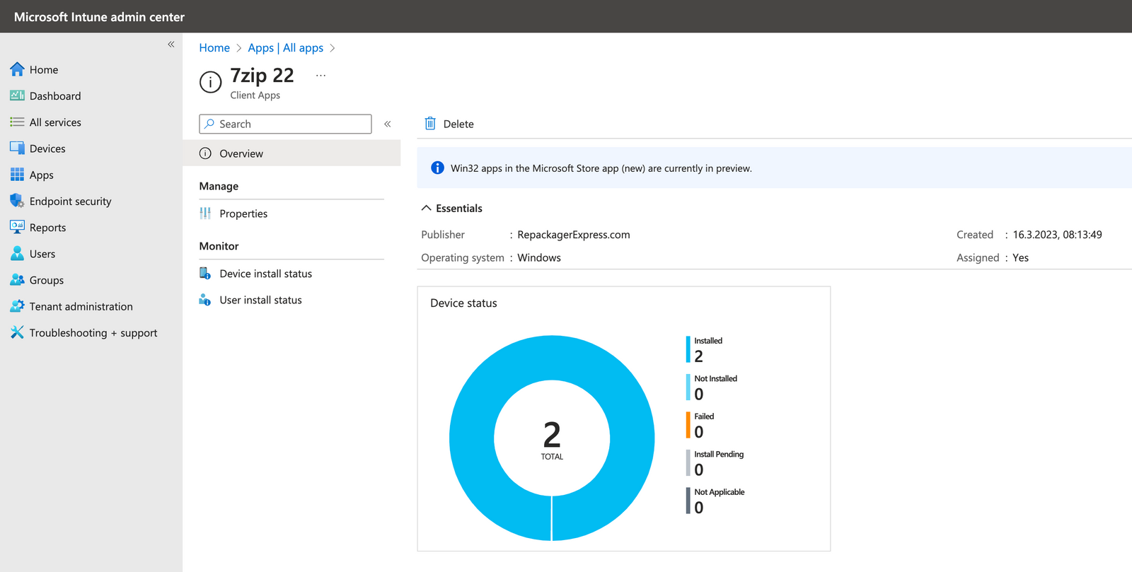 PRTG Monitoring - Intune App Installation States